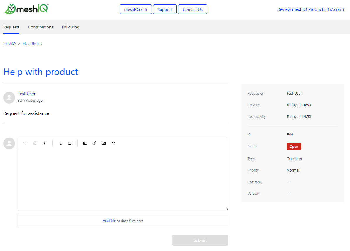 Working with tickets in meshIQ mySupport – meshIQ