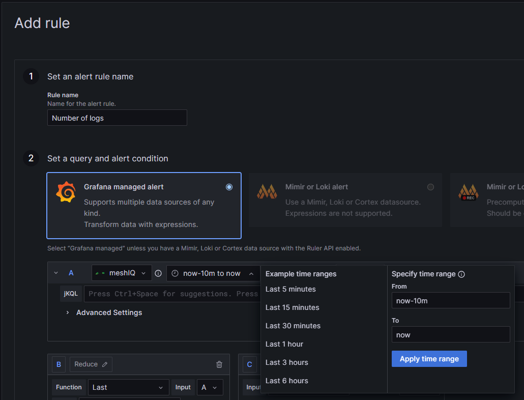 Grafana Integration Alert Rules Meshiq