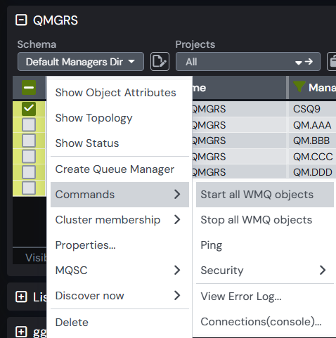 Starting and Stopping WMQ Objects (Queue Managers) – meshIQ