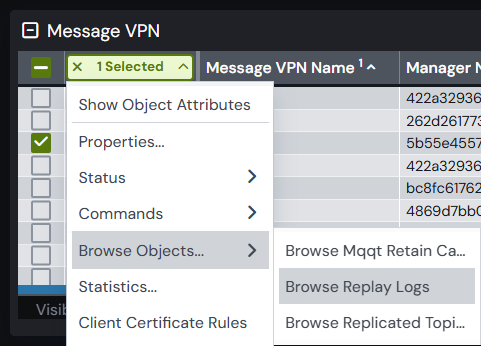 Managing Replay Logs in Message VPN – meshIQ